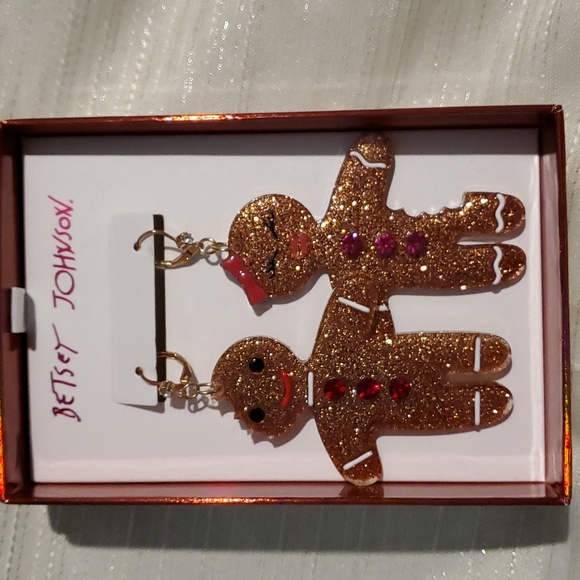 Betsey Johnson | Jewelry | Mr And Mrs Gingerbread Glitter Gingerbread ...